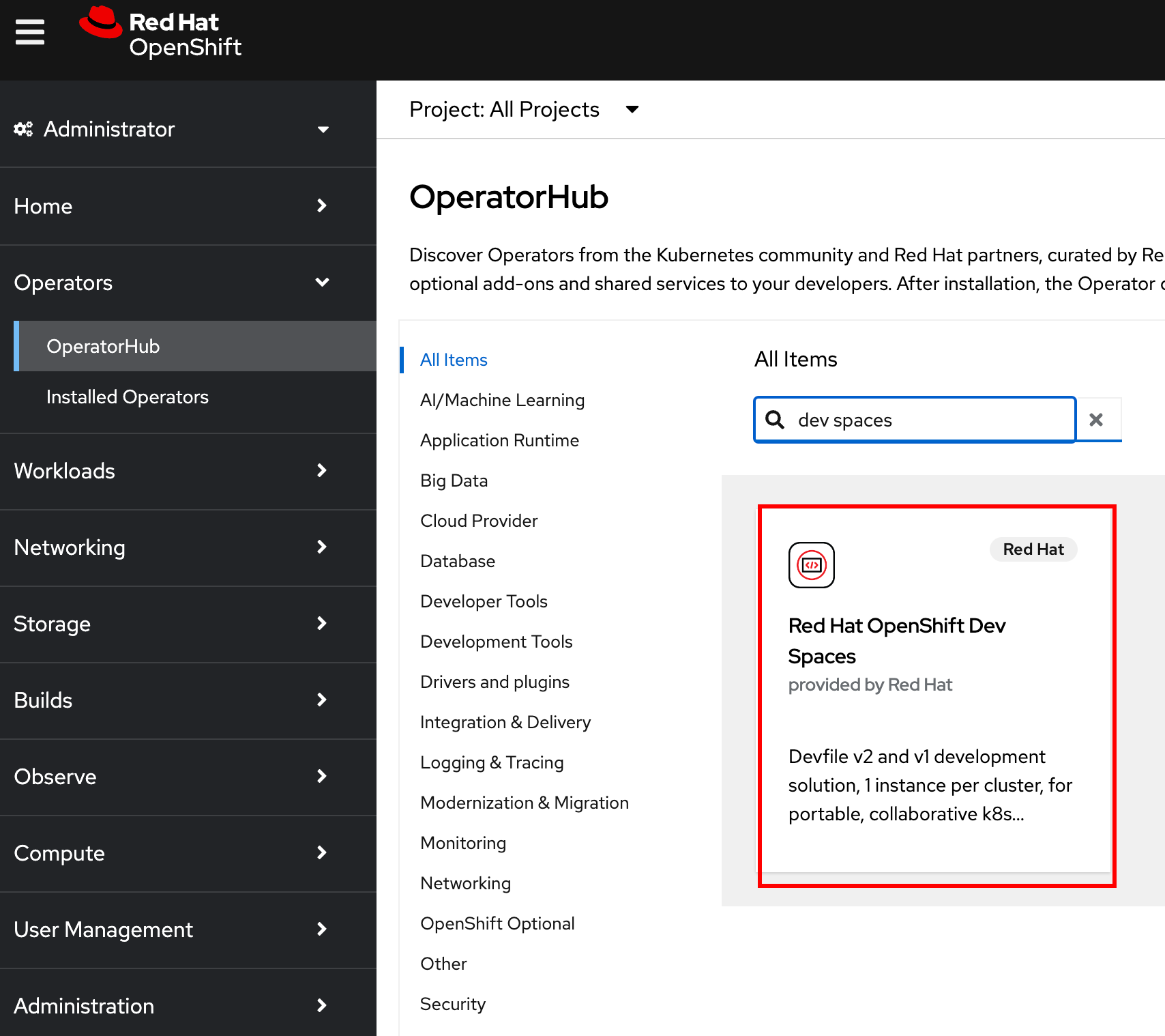 Installation Using the OpenShift Web Console :: Red Hat OpenShift Dev Spaces Administration